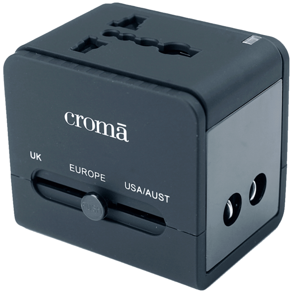 Buy Croma 4 Plugs Universal Travel Adapter (with Dual USB Port, Black ...