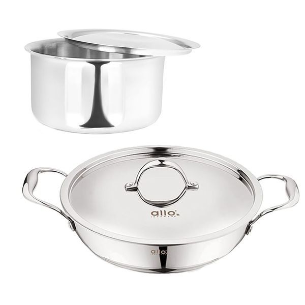 Buy Allo CookSafe TriPly Stainless Steel Kadhai & Tope 2pcs Combo Set ...