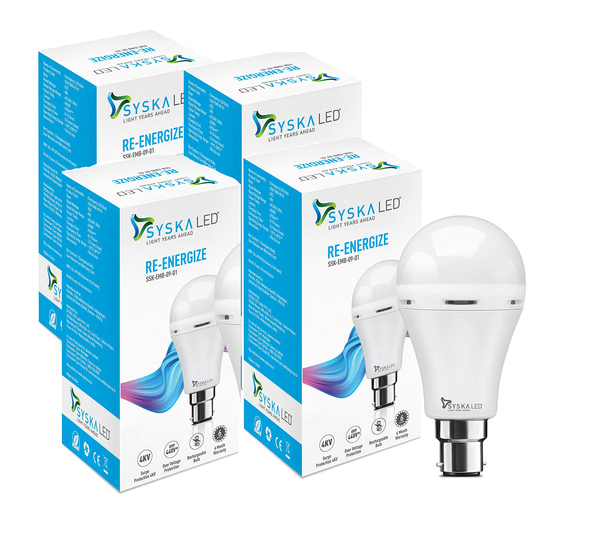 Buy Syska 9W Cood Day Rechargeable Emergency Light White - Pack of 4 on EMI